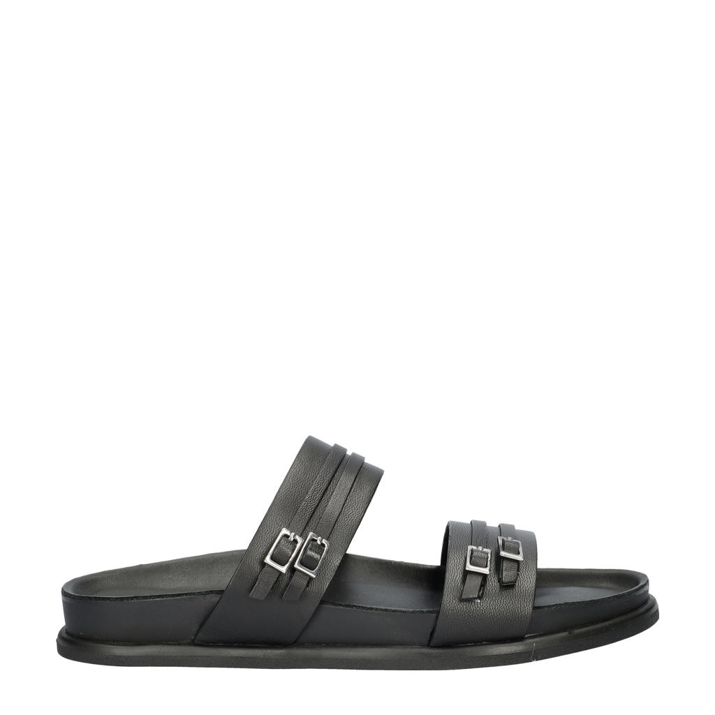 Vagabond leren slippers zwart | wehkamp