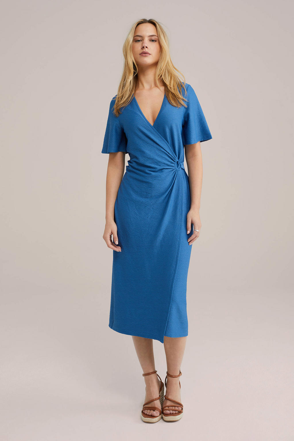 WE Fashion wikkel-/overslagjurk blauw | wehkamp