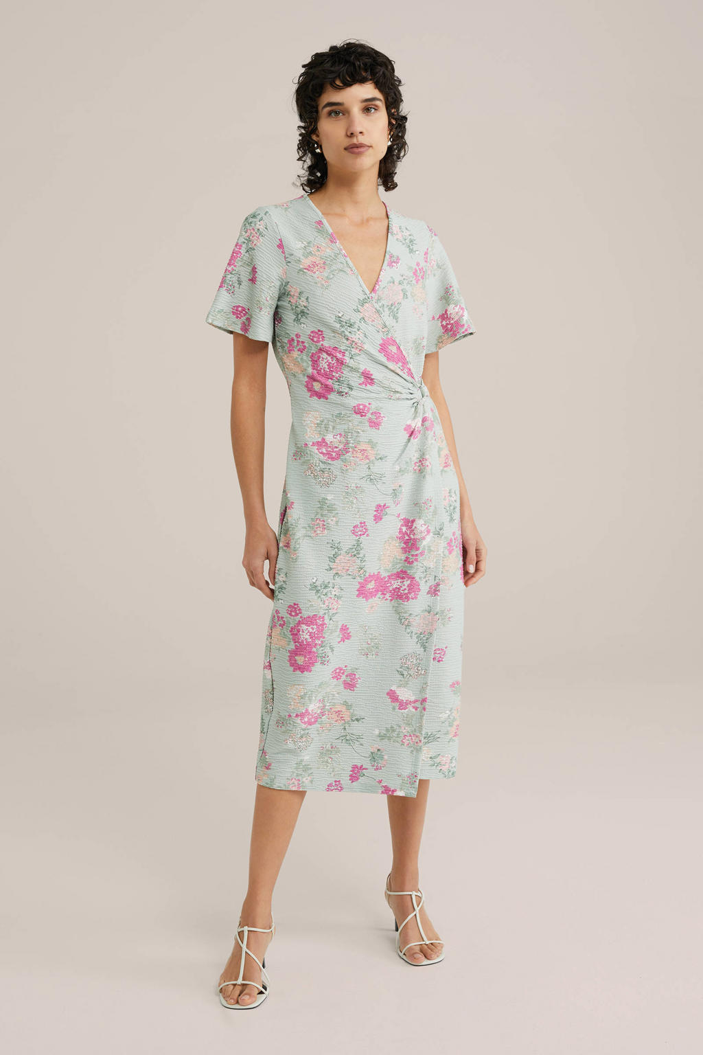 WE Fashion wikkel-/overslagjurk lichtblauw | wehkamp