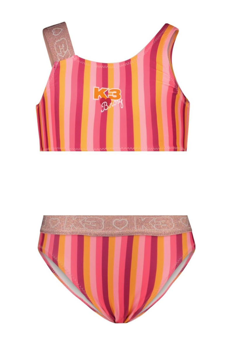 B.Nosy x K3 K3 crop bikini roze/fuchsia/oranje | wehkamp