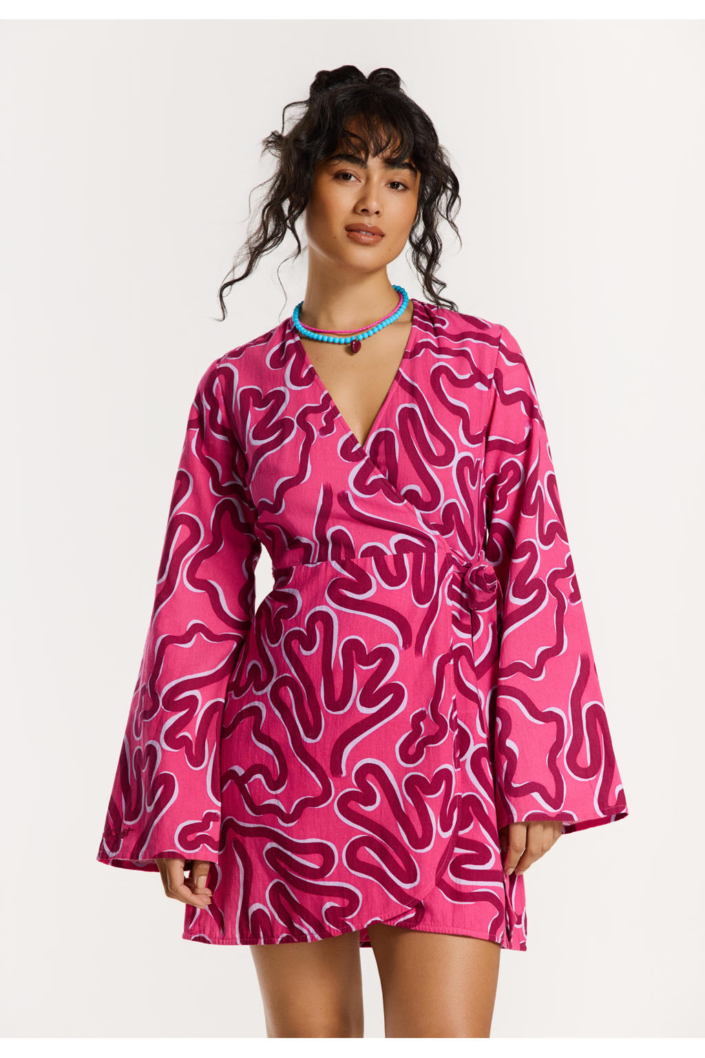 Shiwi wikkel-/overslagjurk roze | wehkamp