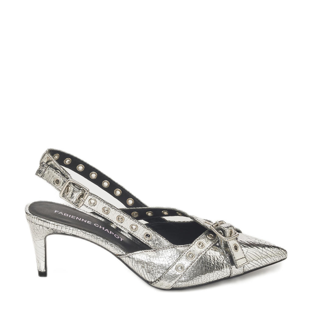 Fabienne Chapot Mary leren slingback pumps zilver | wehkamp