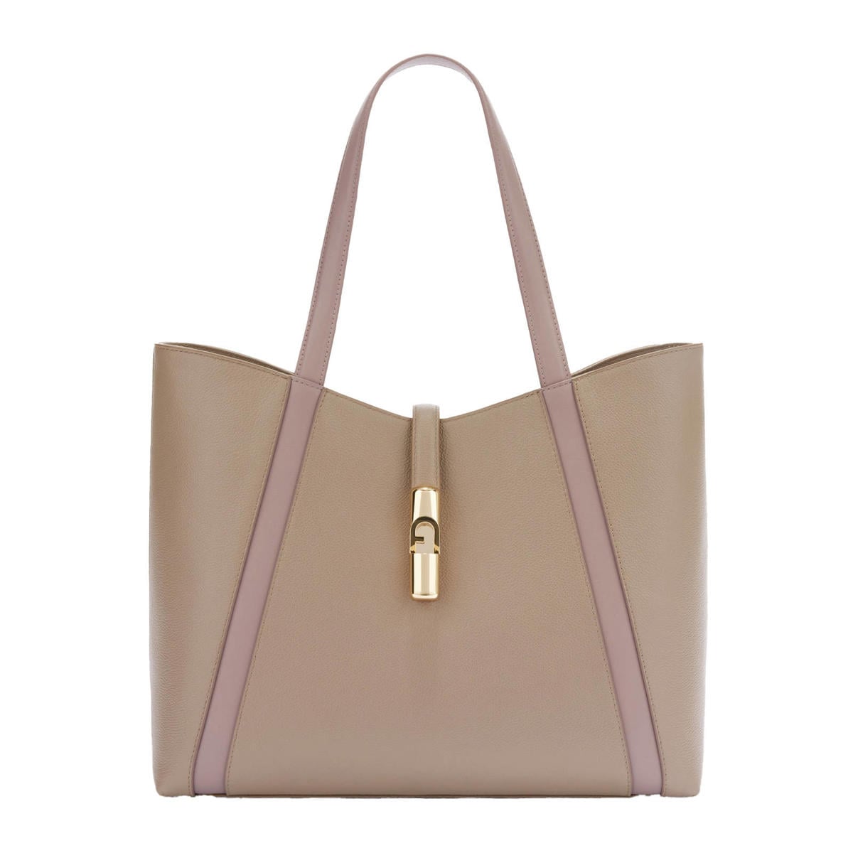Furla leren shopper Goccia L taupe | wehkamp