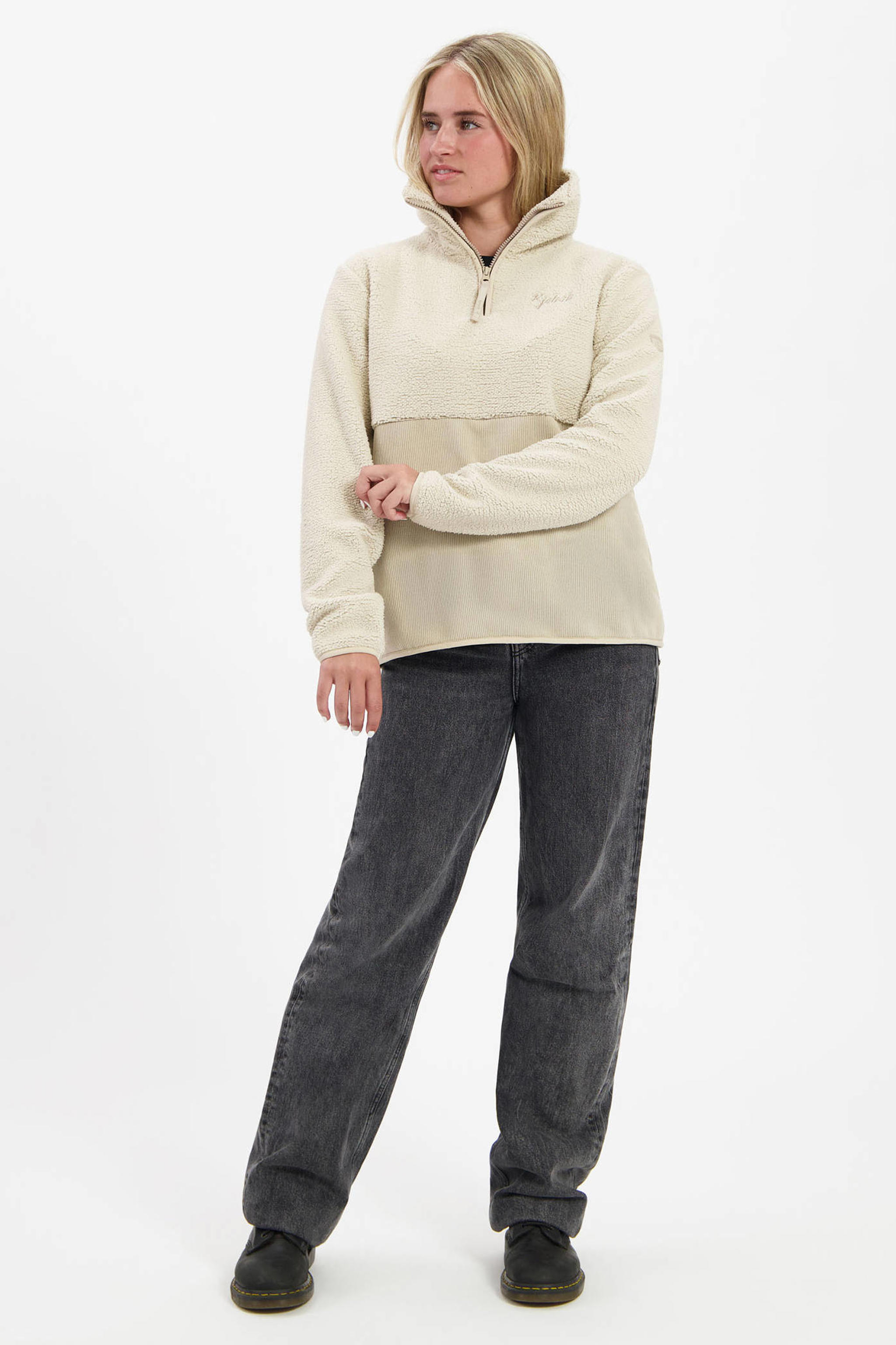 Kjelvik fleece sweater Olivia zand | wehkamp