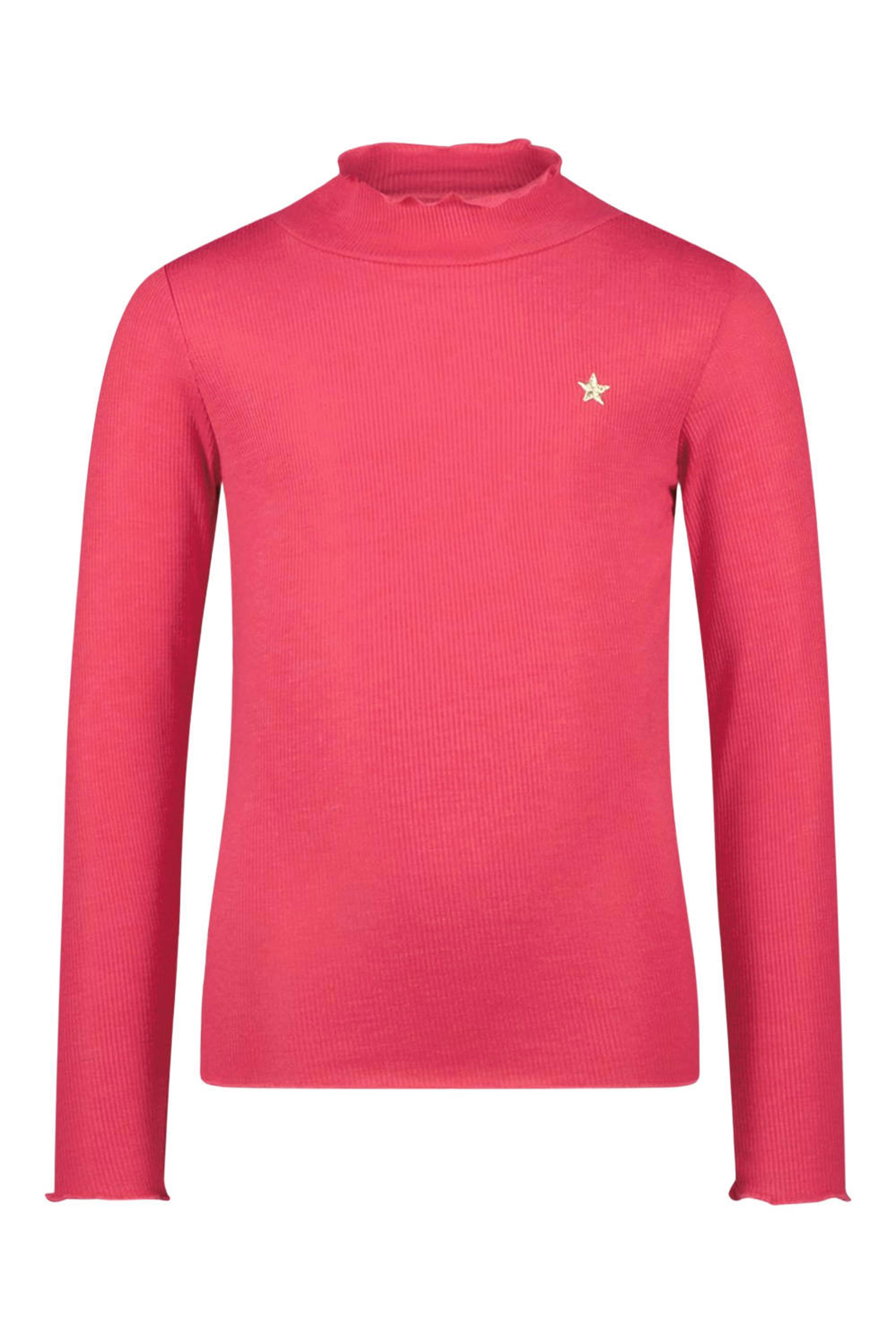 Like Flo longsleeve fuchsia rib gebreid | wehkamp