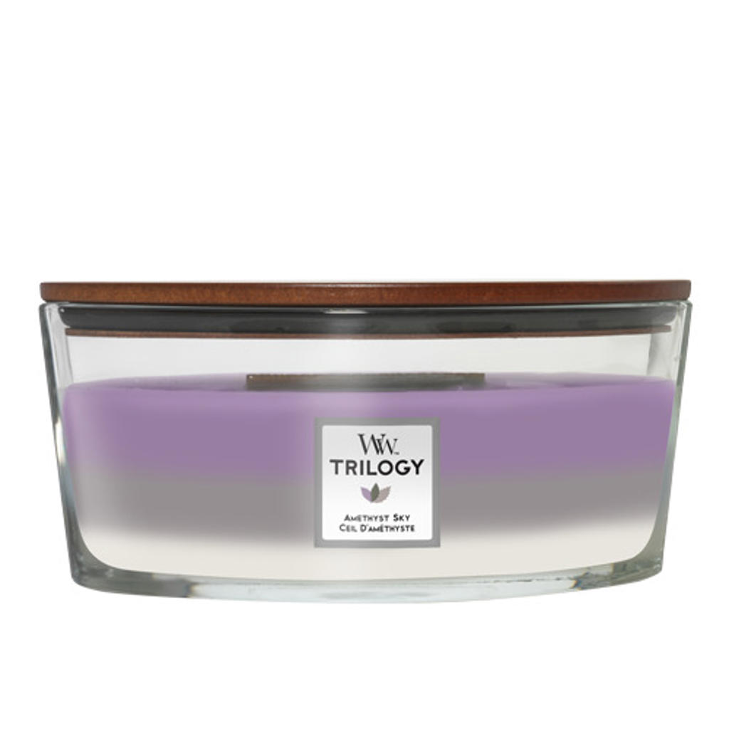 WoodWick geurkaars Trilogy Amethyst Sky Ellipse | wehkamp