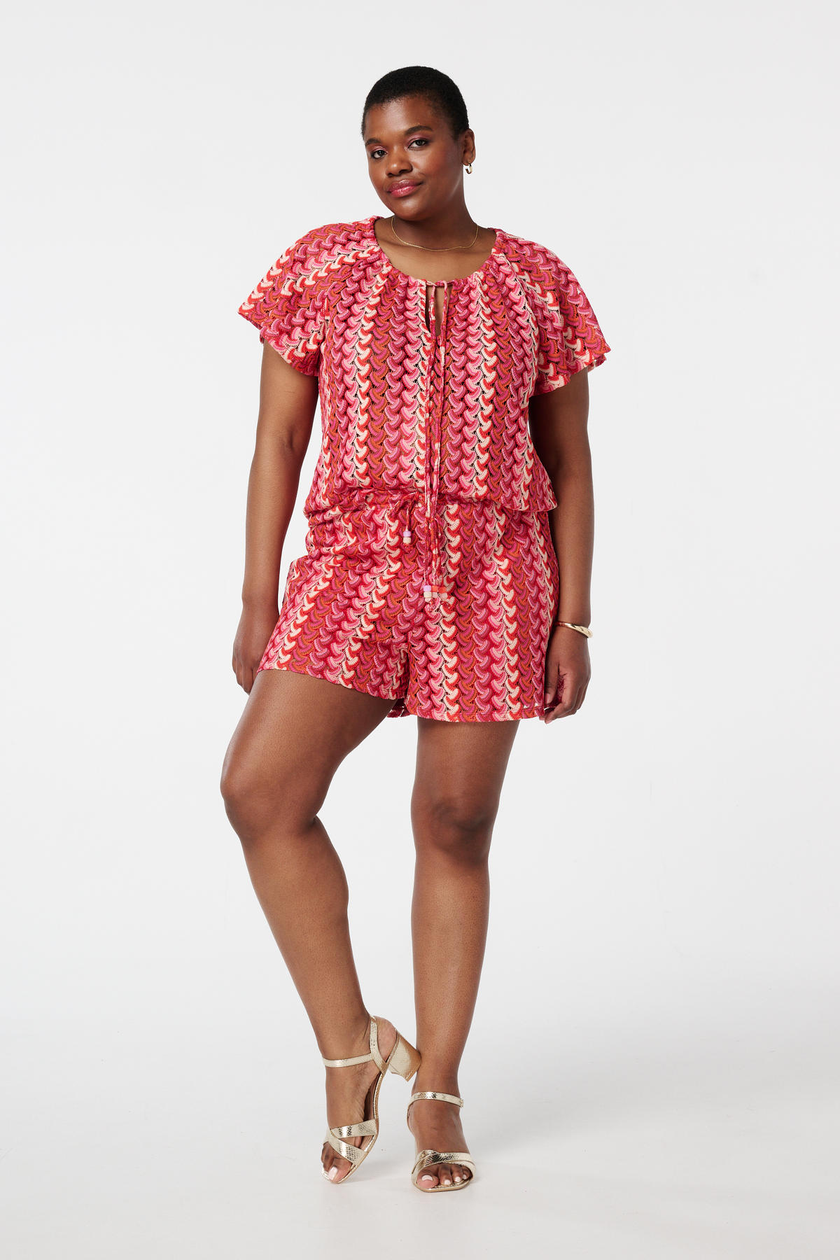 MS Mode rechtvallend regular waist casual short rood crochet | wehkamp