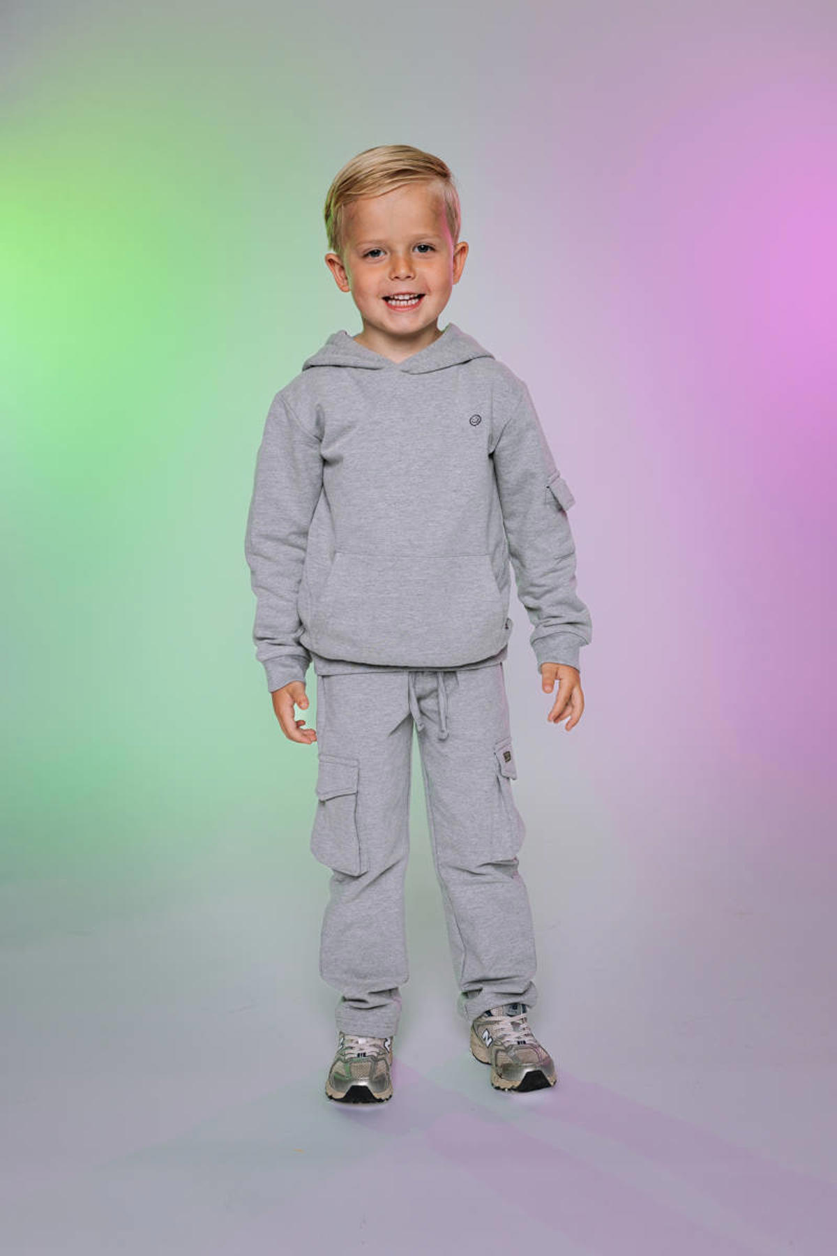 Quapi x Monique Smit hoodie met backprint grijs melange | wehkamp