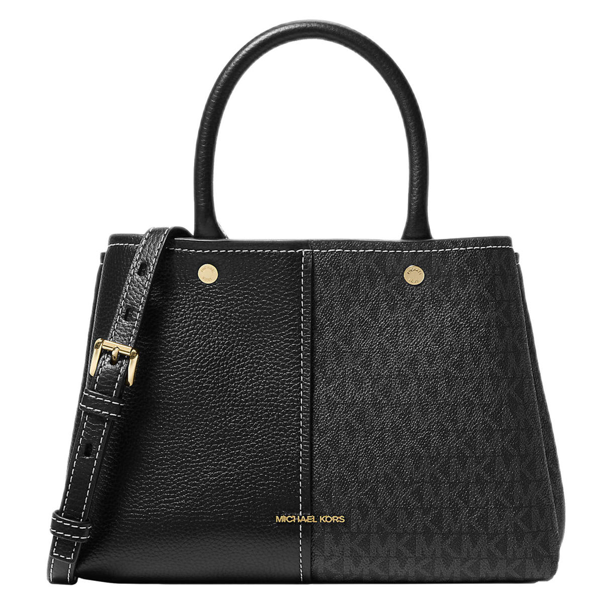 Michael Kors mini handtas Flora met logoprint zwart | wehkamp