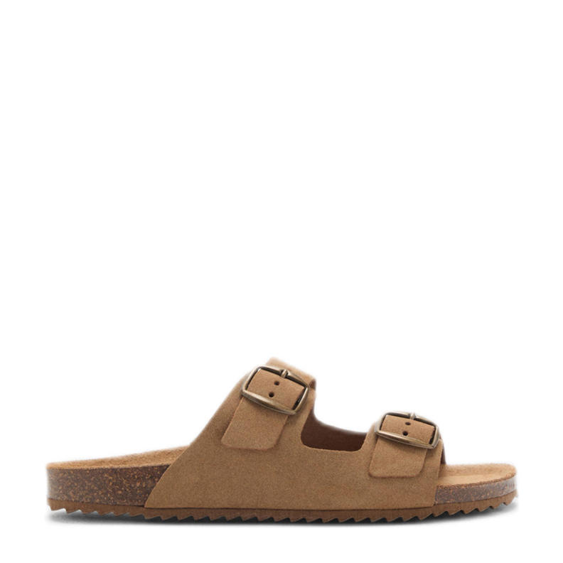 Mango Kids suède slippers bruin | wehkamp