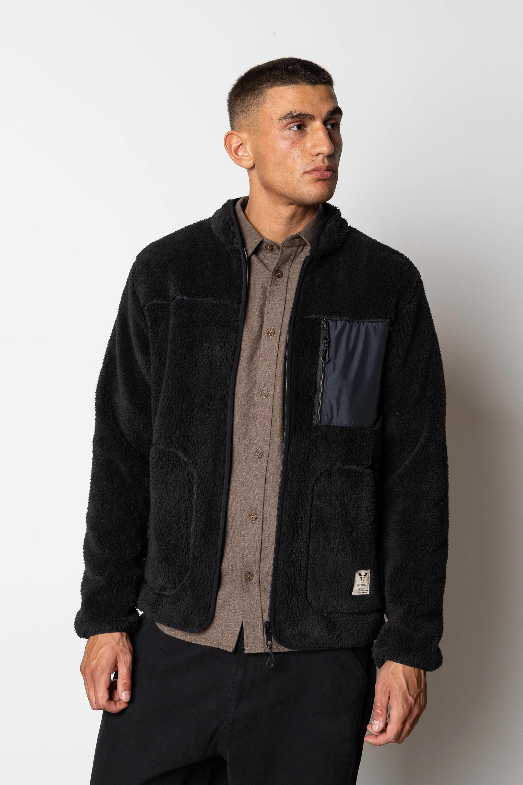 FAT MOOSE fleece jack Wood zwart | wehkamp