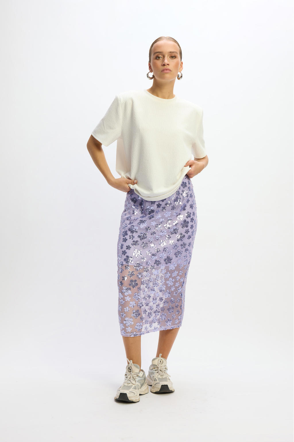 Refined Department midi rok met pailletten paars | wehkamp