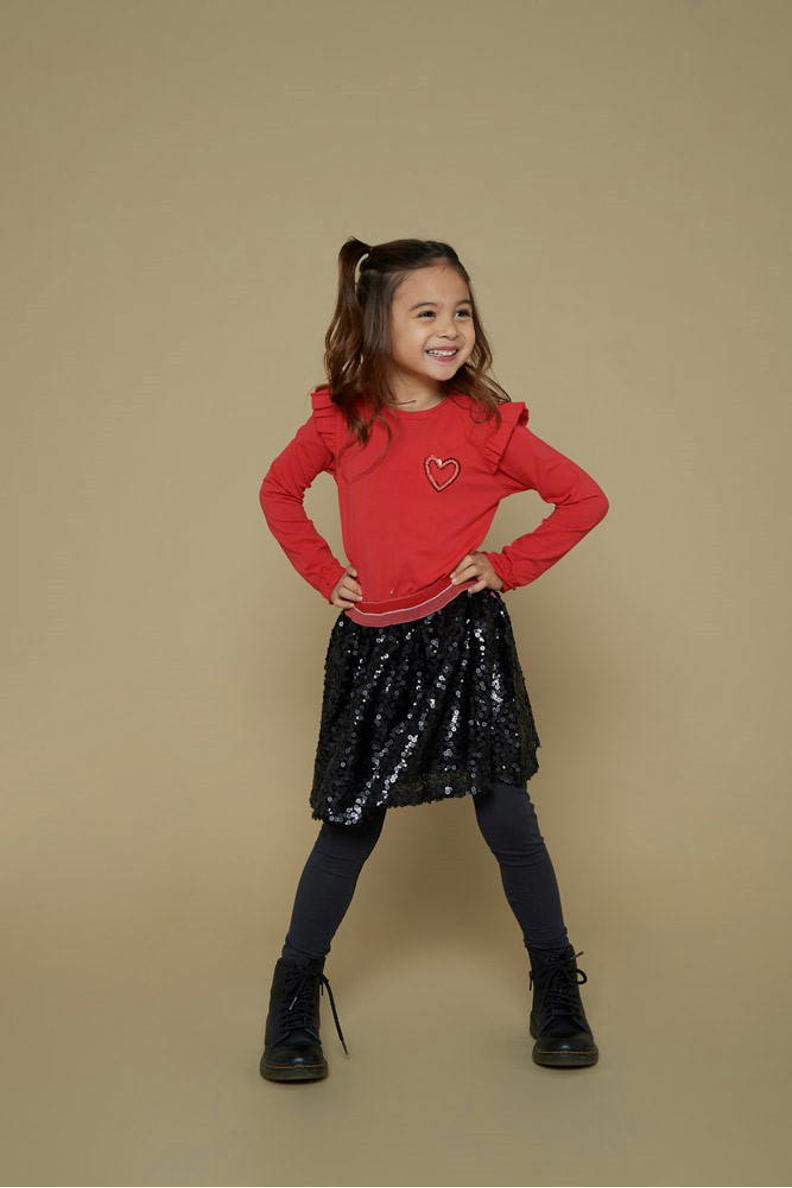 Jubel longsleeve met ruches rood Queen Of Hearts | wehkamp