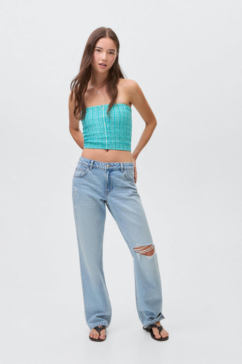 MANGO TEEN strapless top turquoise | wehkamp