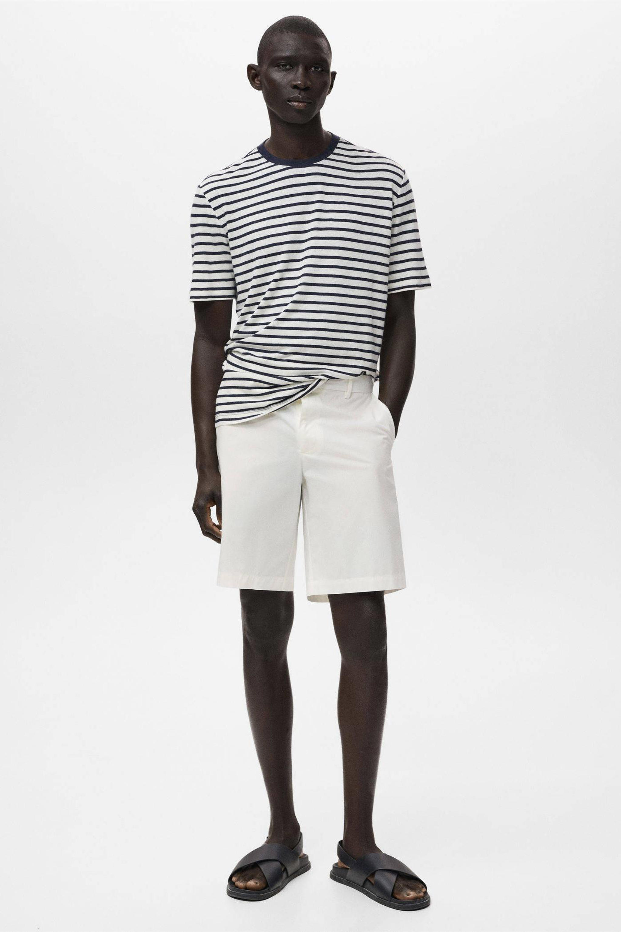 Mango Man slim chino short ecru | wehkamp