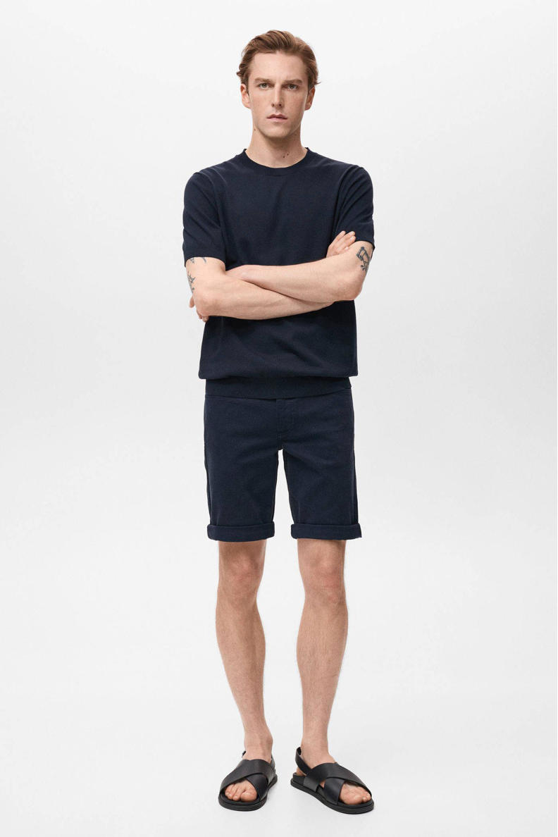 Mango Man denim slim short donkerblauw | wehkamp