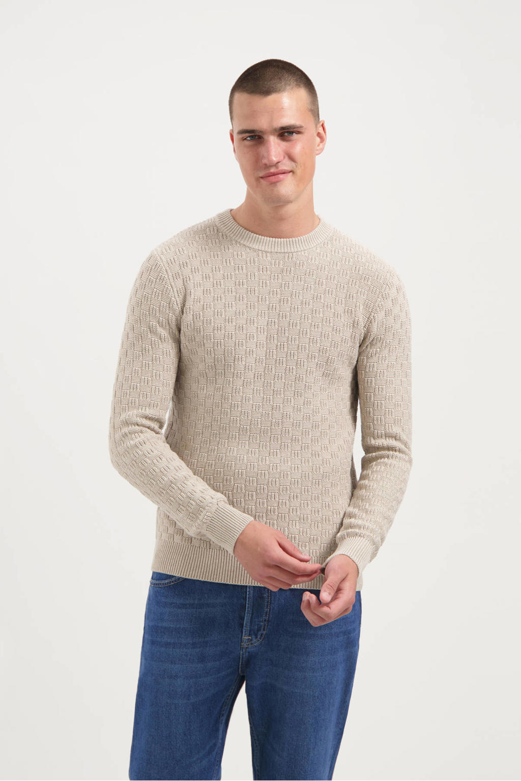 Saint Steve trui met ingebreid patroon BAREND beige | wehkamp