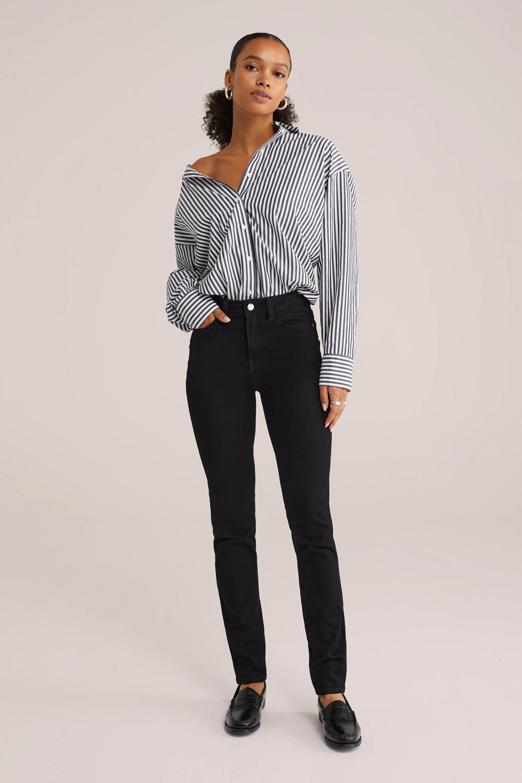 WE Fashion Blue Ridge high waist skinny jeans zwart | wehkamp