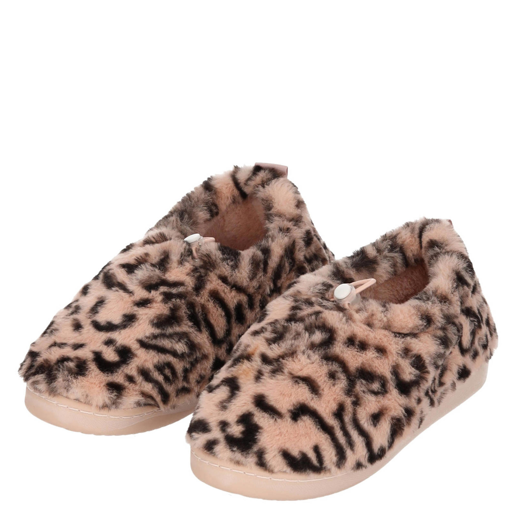 Apollo pantoffels met panterprint roze | wehkamp