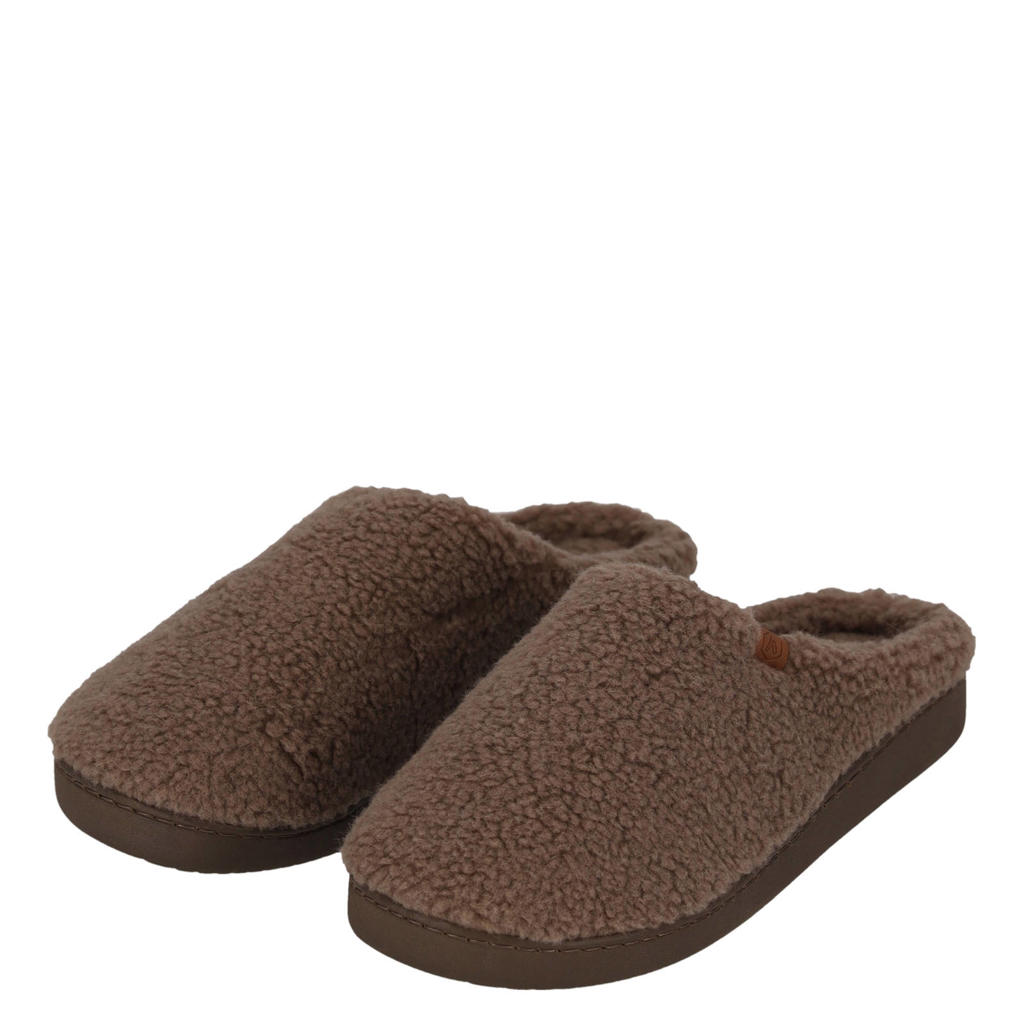 Apollo teddy pantoffels taupe | wehkamp