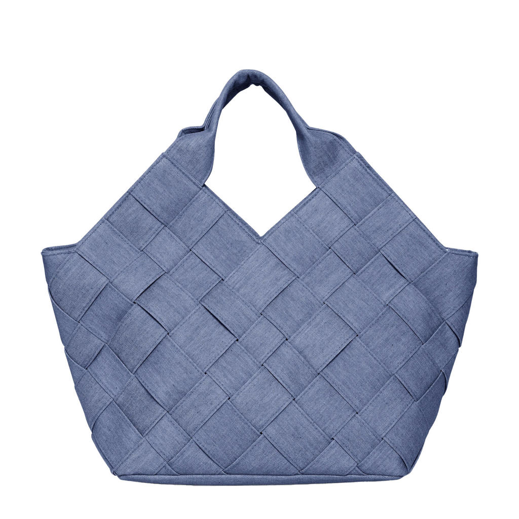 ICHI gevlochten denim handtas IALINDA blauw | wehkamp