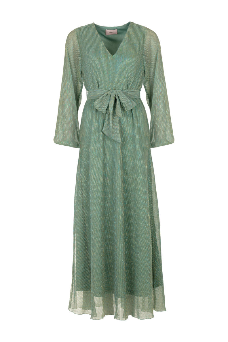 Freebird maxi jurk met lurex groen | wehkamp
