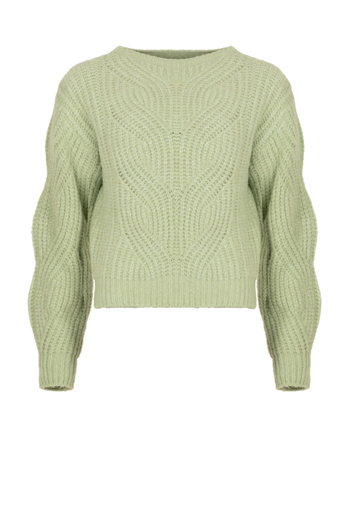 Freebird trui met wol groen grof gebreid | wehkamp