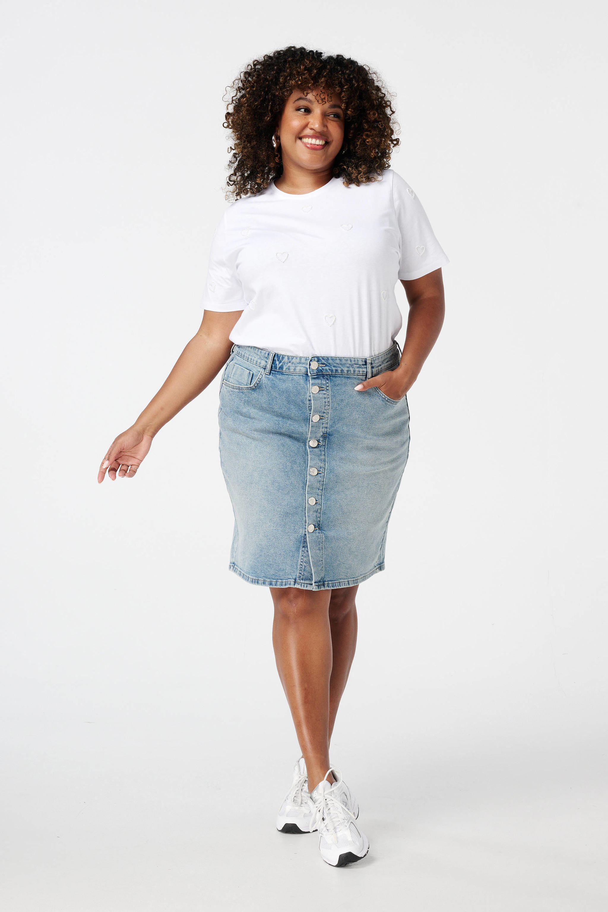 MS Mode denim spijkerrok medium blue denim | wehkamp