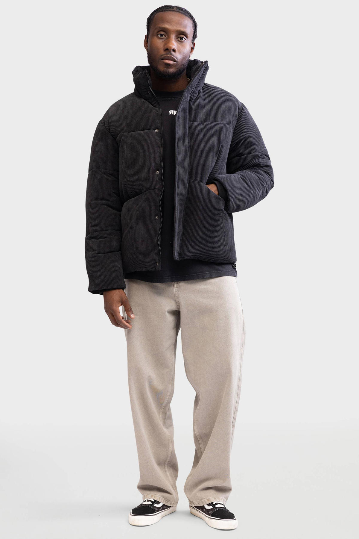 Redefined Rebel corduroy gewatteerde jas zwart | wehkamp