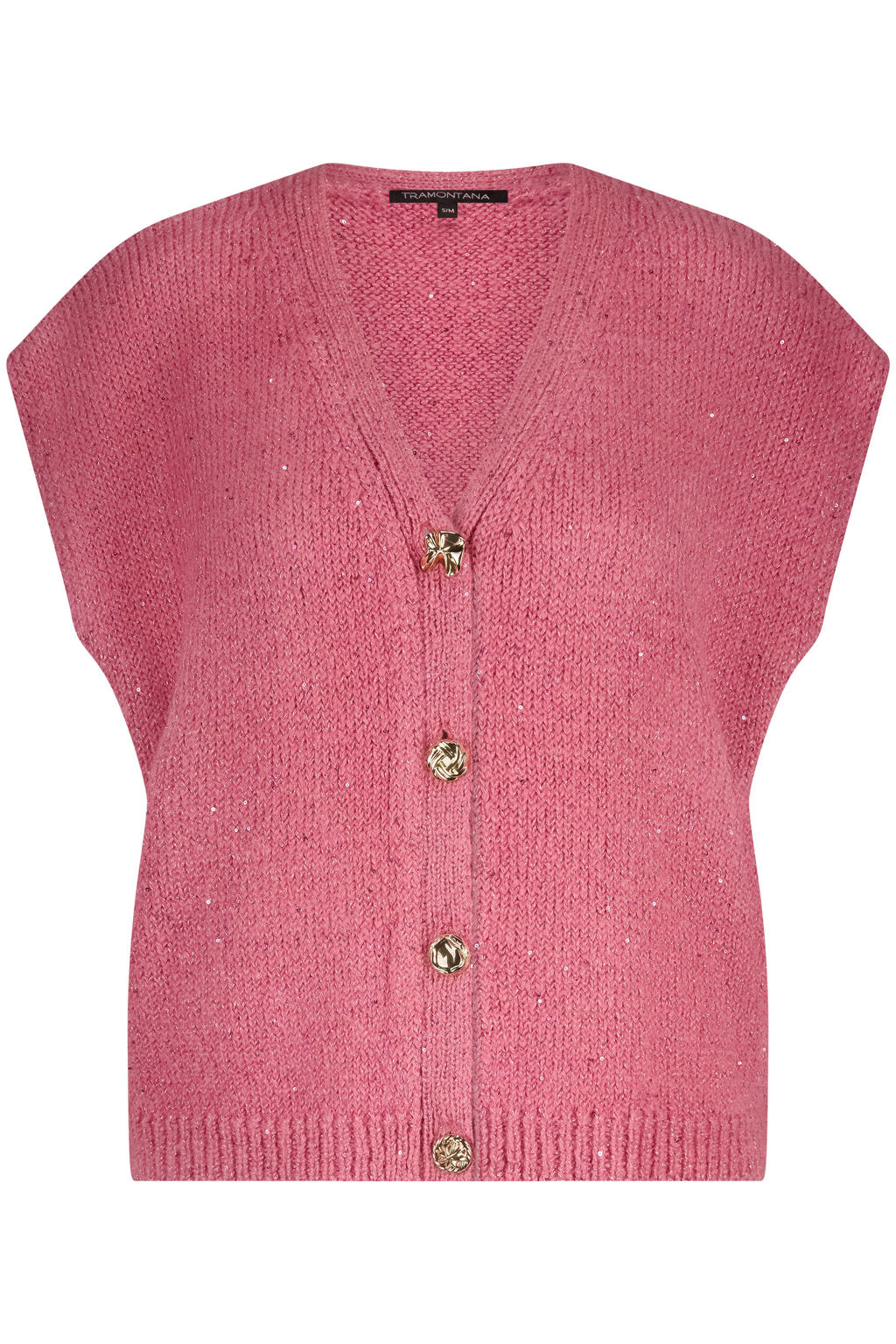 Tramontana gebreid vest roze met pailletten | wehkamp