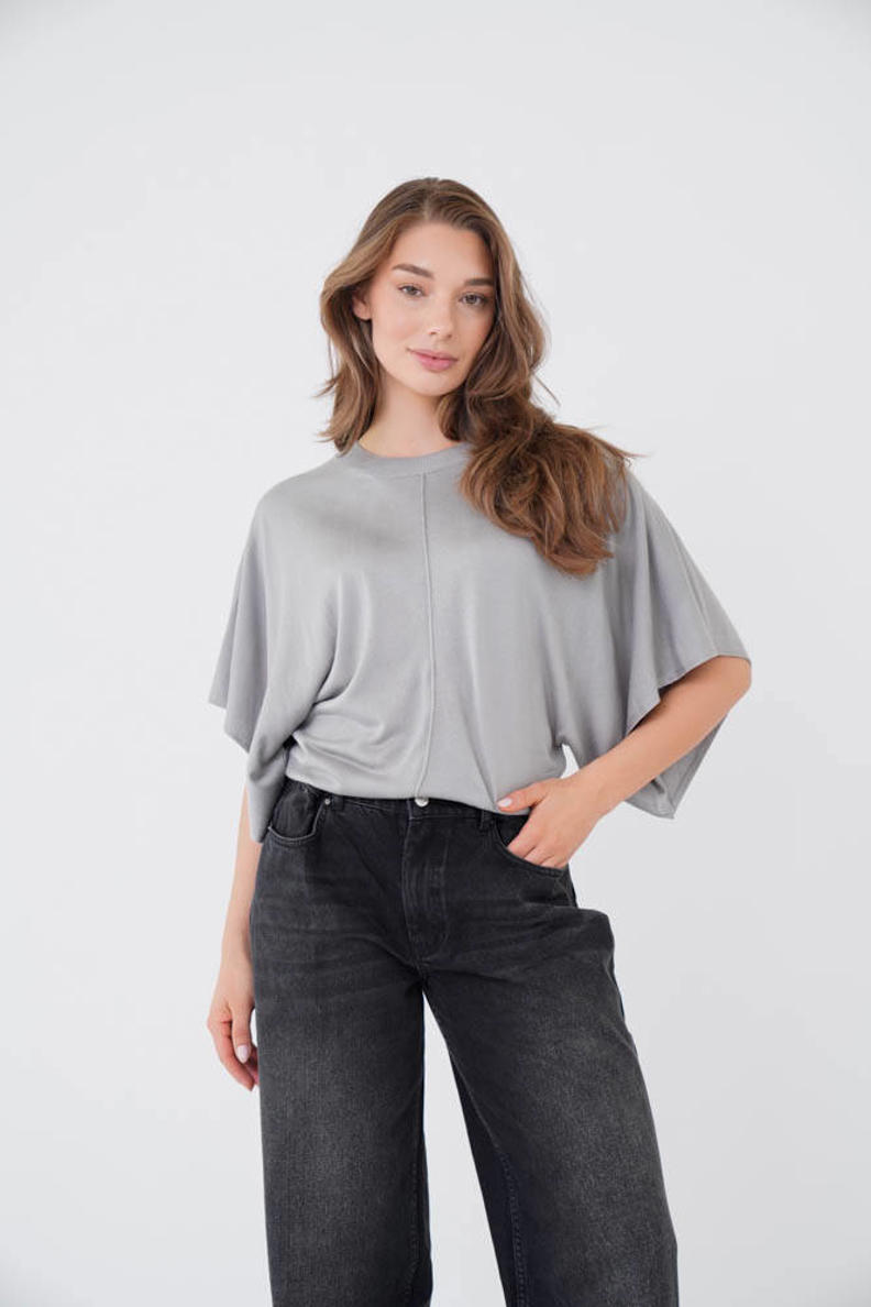 Est'seven top lichtgrijs fijn gebreid | wehkamp