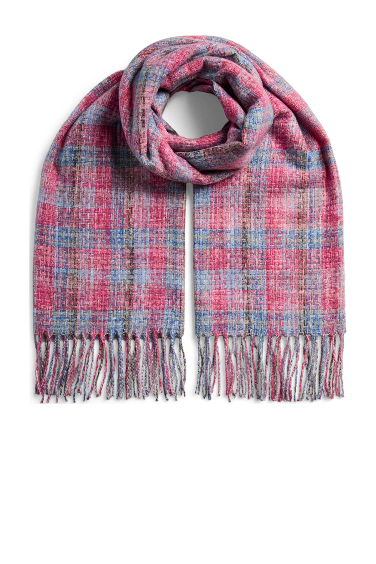 PIECES geruite sjaal PCJOFIE roze | wehkamp