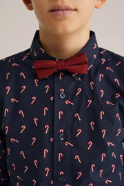 WE Fashion kerst overhemd met all over print donkerblauw/rood | wehkamp
