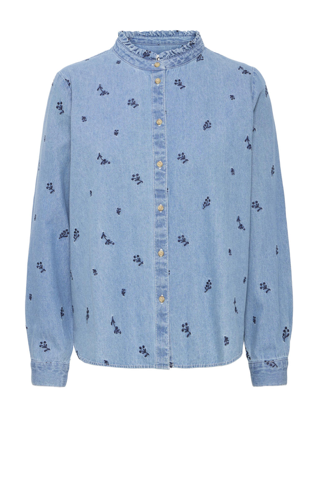 ICHI denim blouse light blue denim | wehkamp