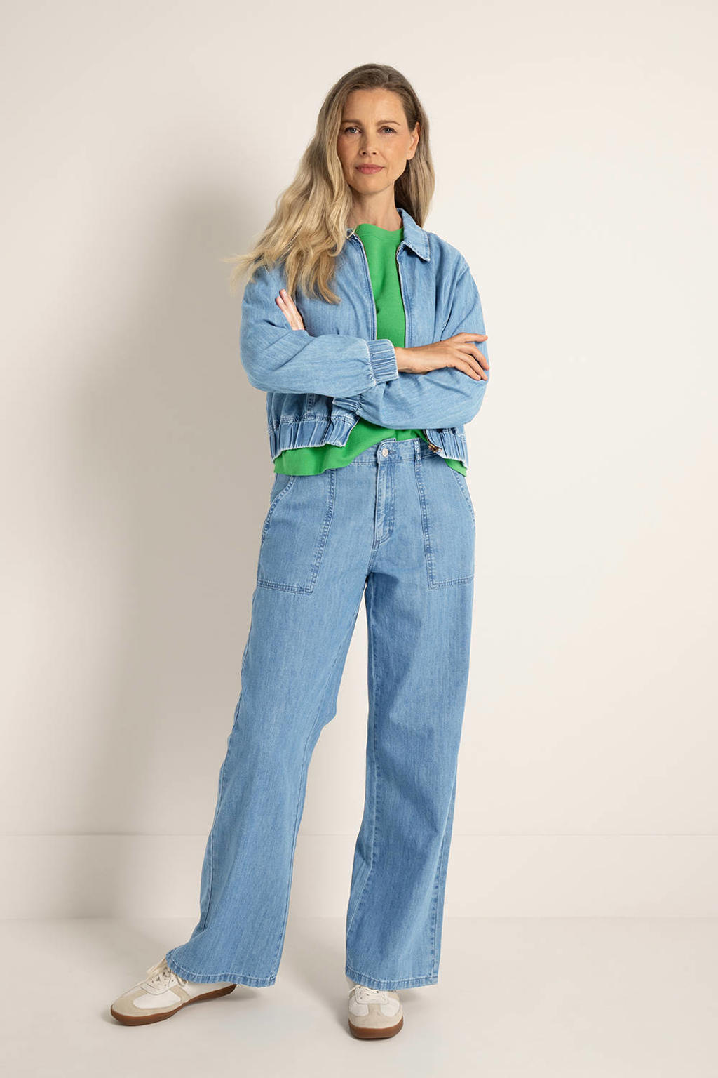 CLAUDIA BY CLAUDIA STRÄTER high waist wide leg jeans medium blue denim ...