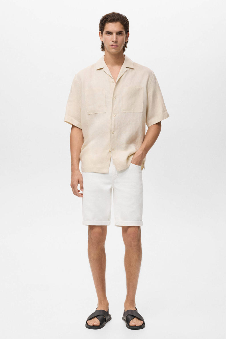 Mango Man denim slim short wit | wehkamp