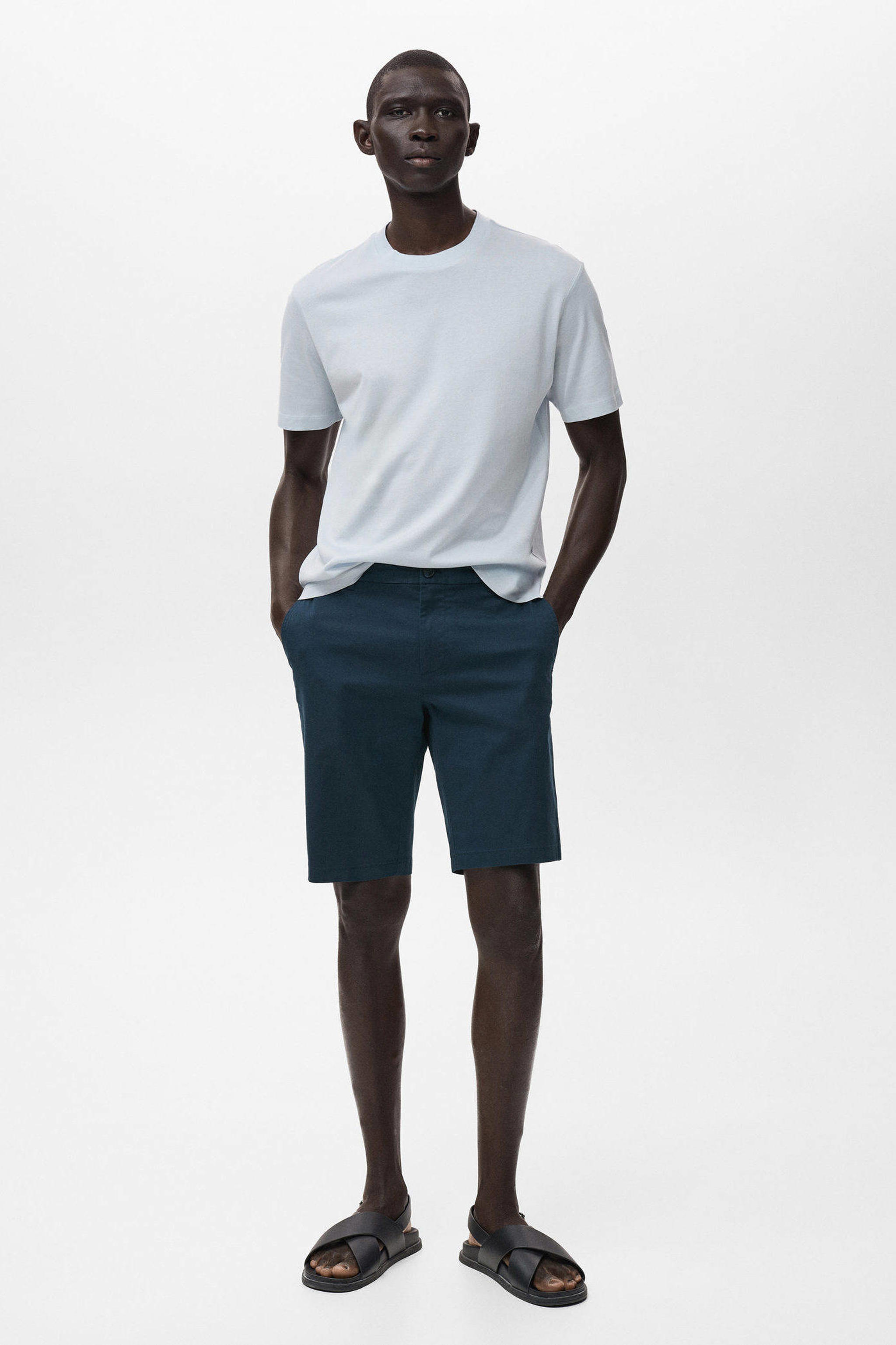 Mango Man regular chino short donkerblauw | wehkamp