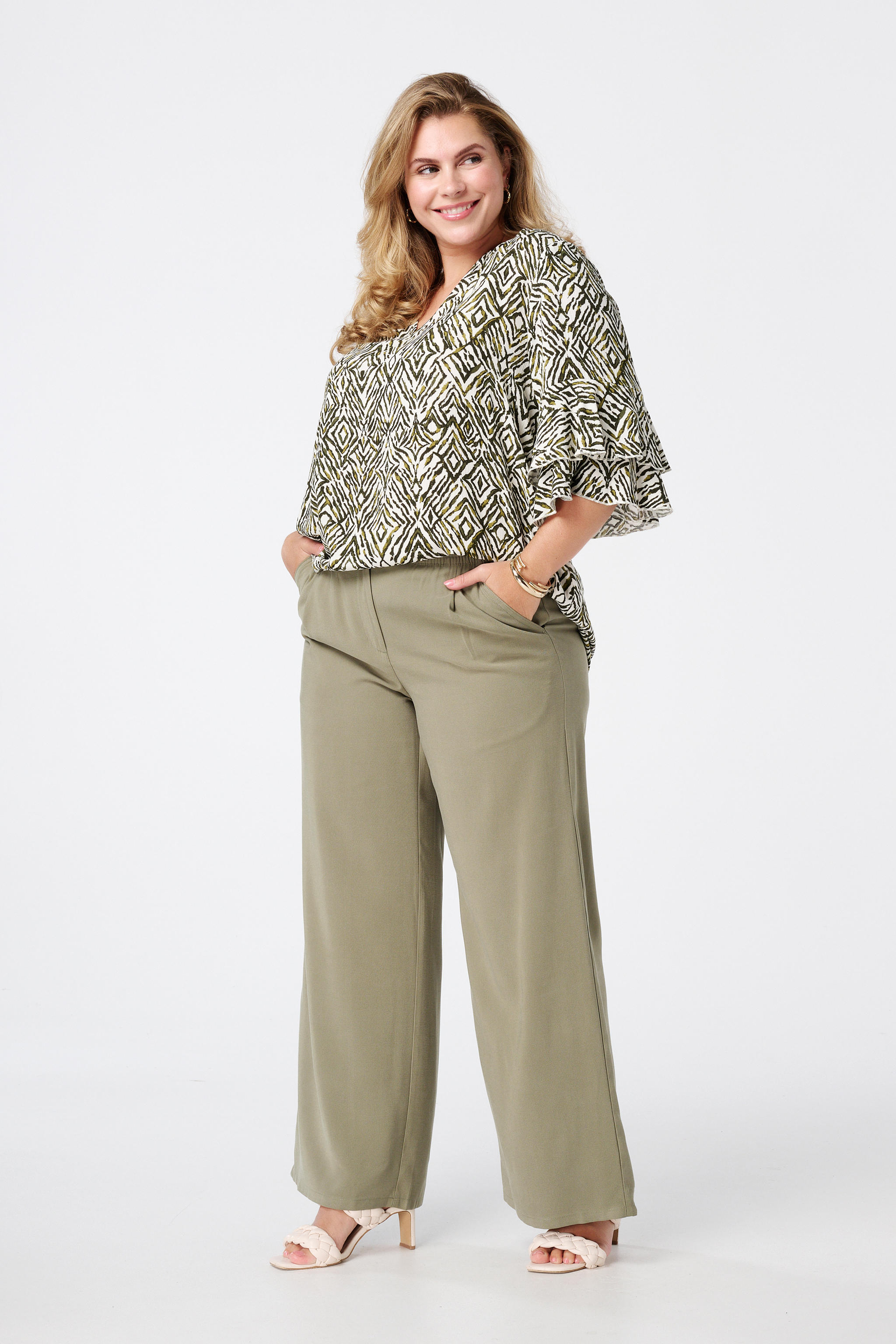 MS Mode straight regular waist broek kaki | wehkamp