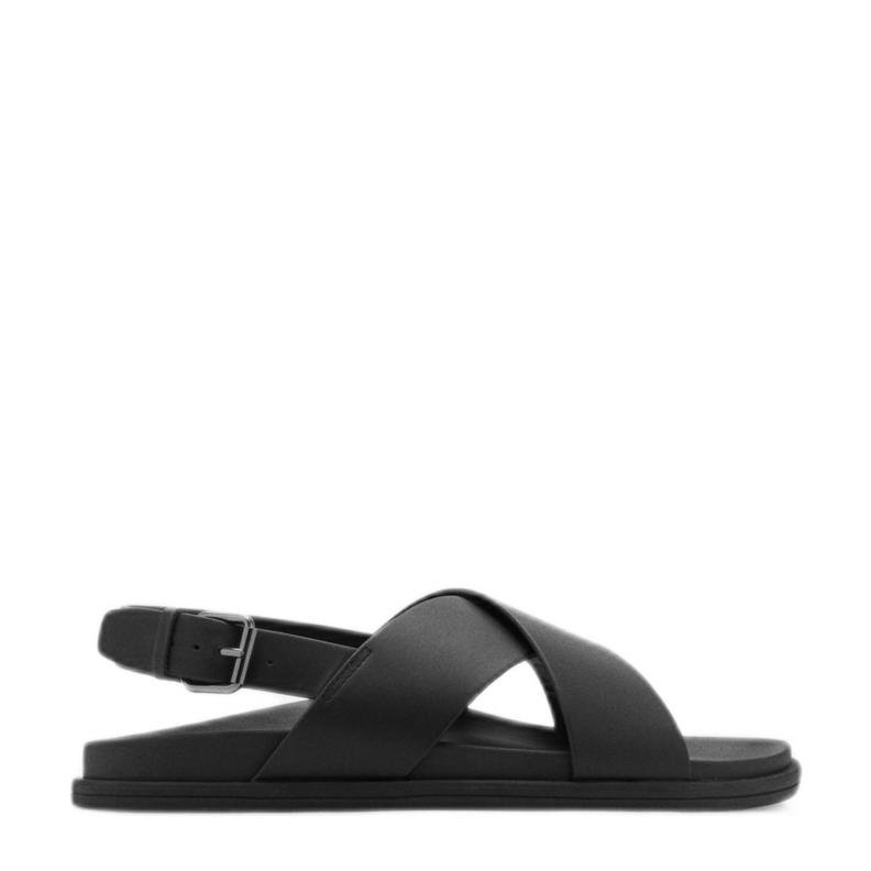Mango Man leren sandalen zwart | wehkamp