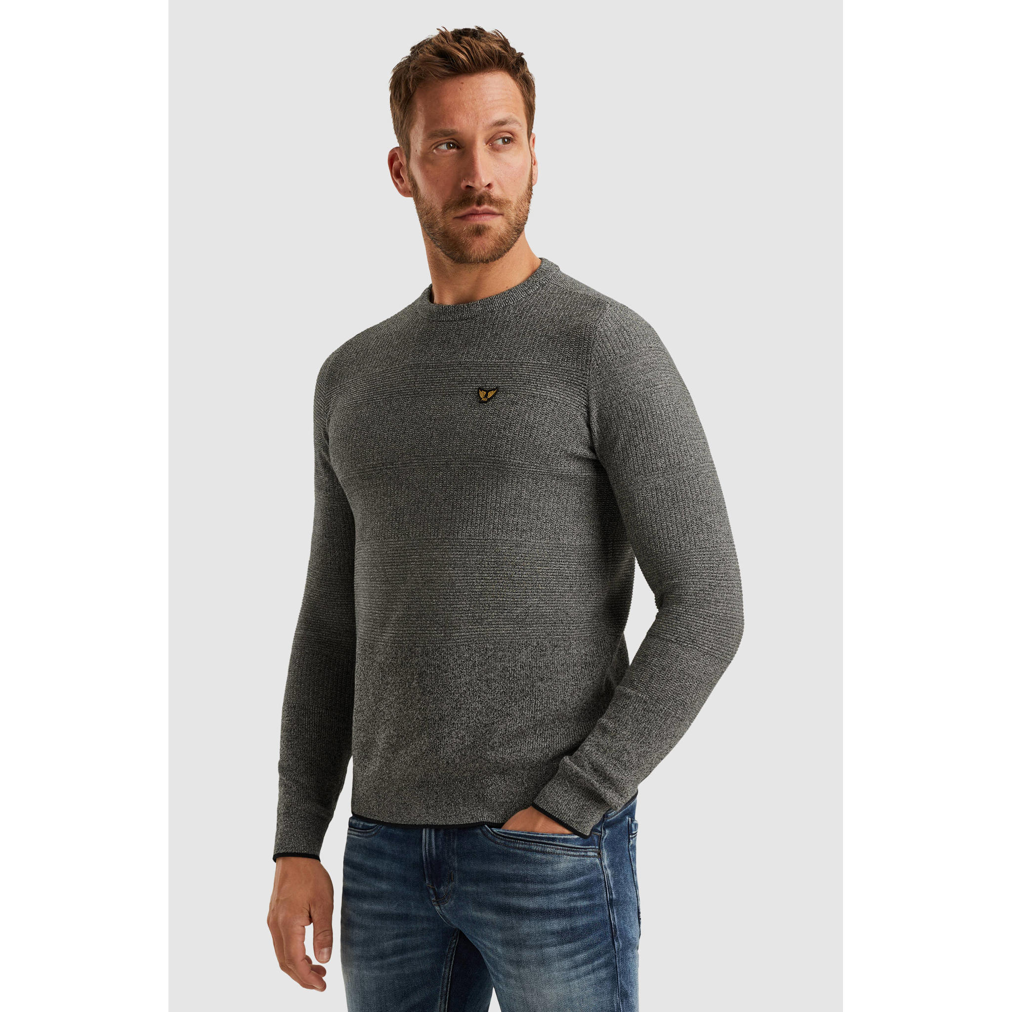 PME Legend trui met ingebreid patroon donkerblauw | wehkamp