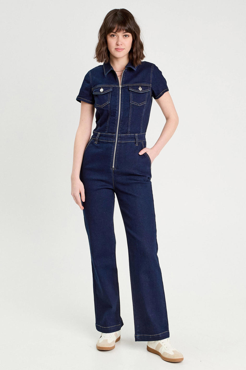 Cache Cache denim jumpsuit dark blue | wehkamp