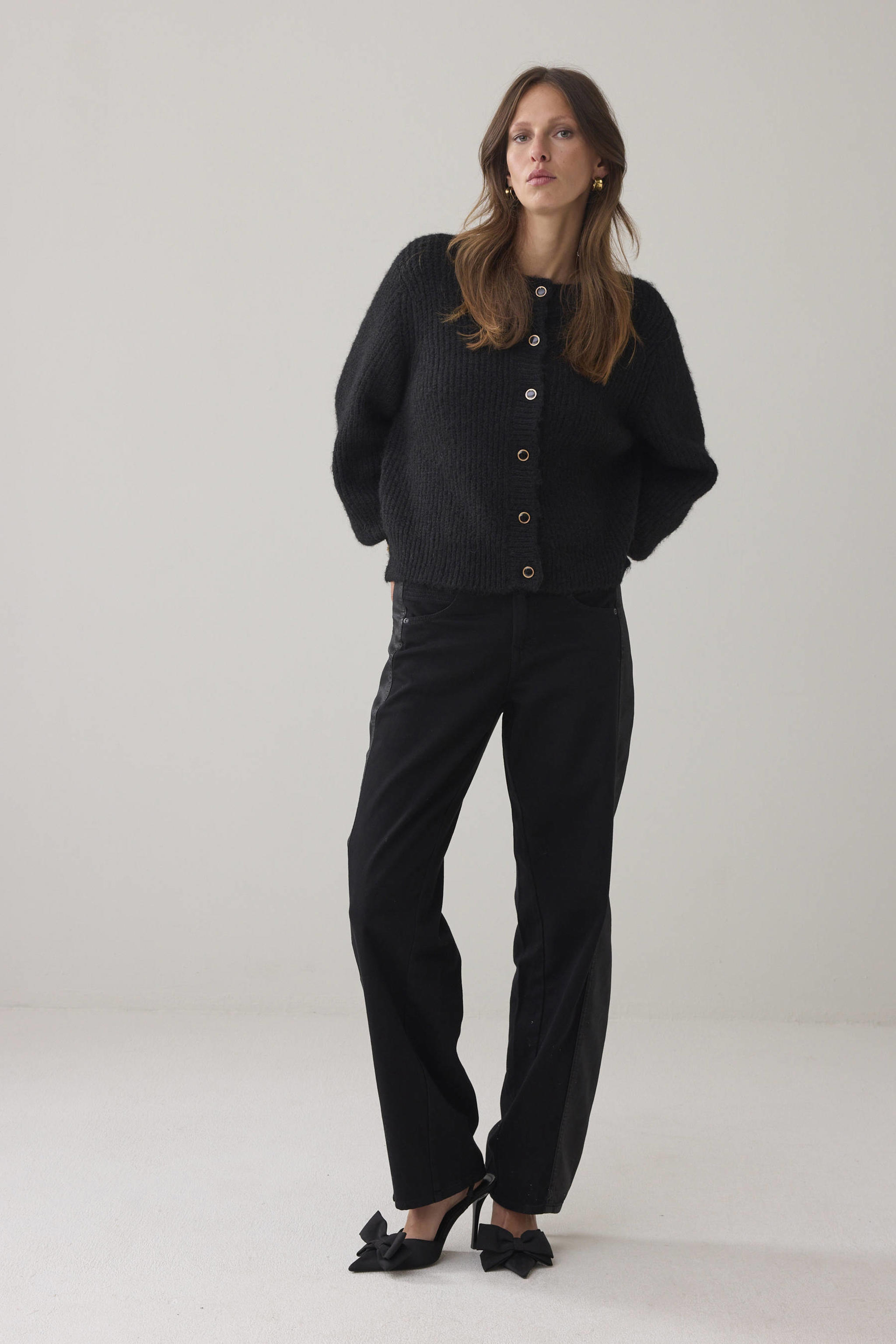 Summum vest met wol zwart gebreid | wehkamp