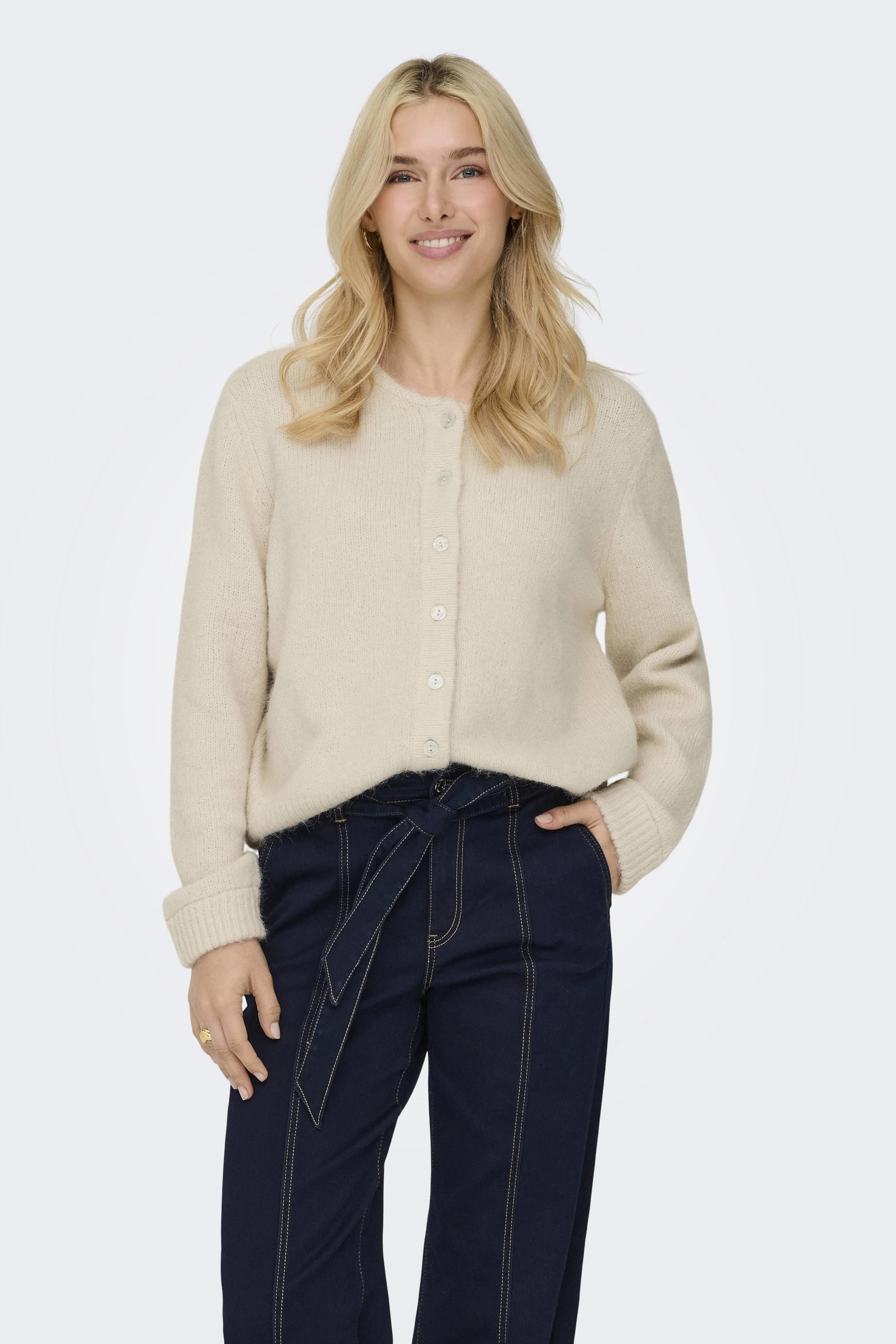 ONLY gebreid vest met wol beige | wehkamp