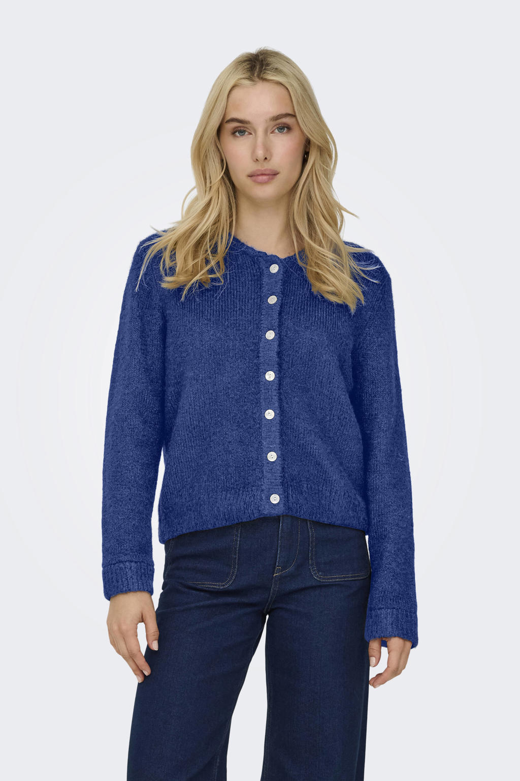 ONLY gebreid vest met wol blauw | wehkamp