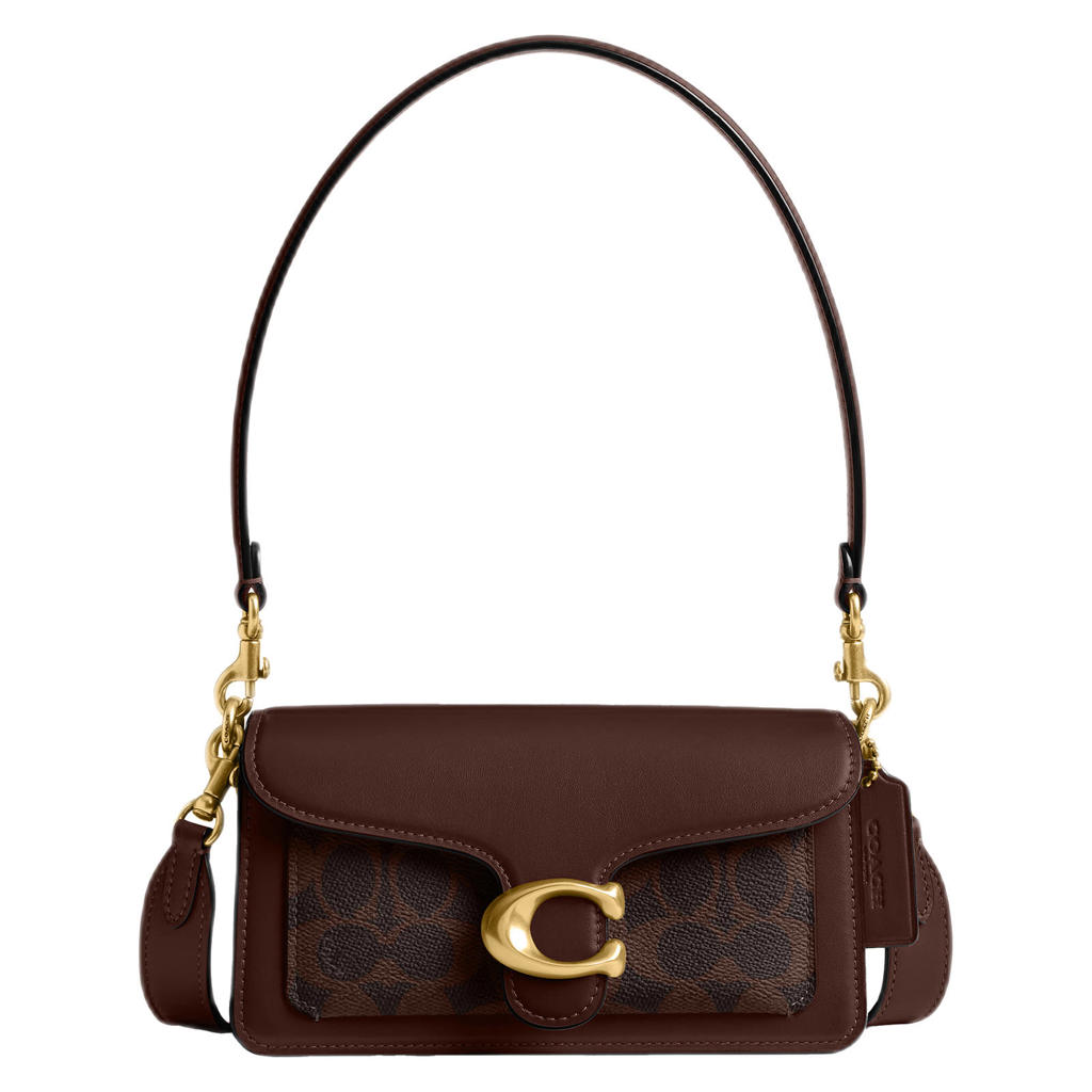 Coach leren schoudertas Tabby 20 met logoprint donkerbruin | wehkamp
