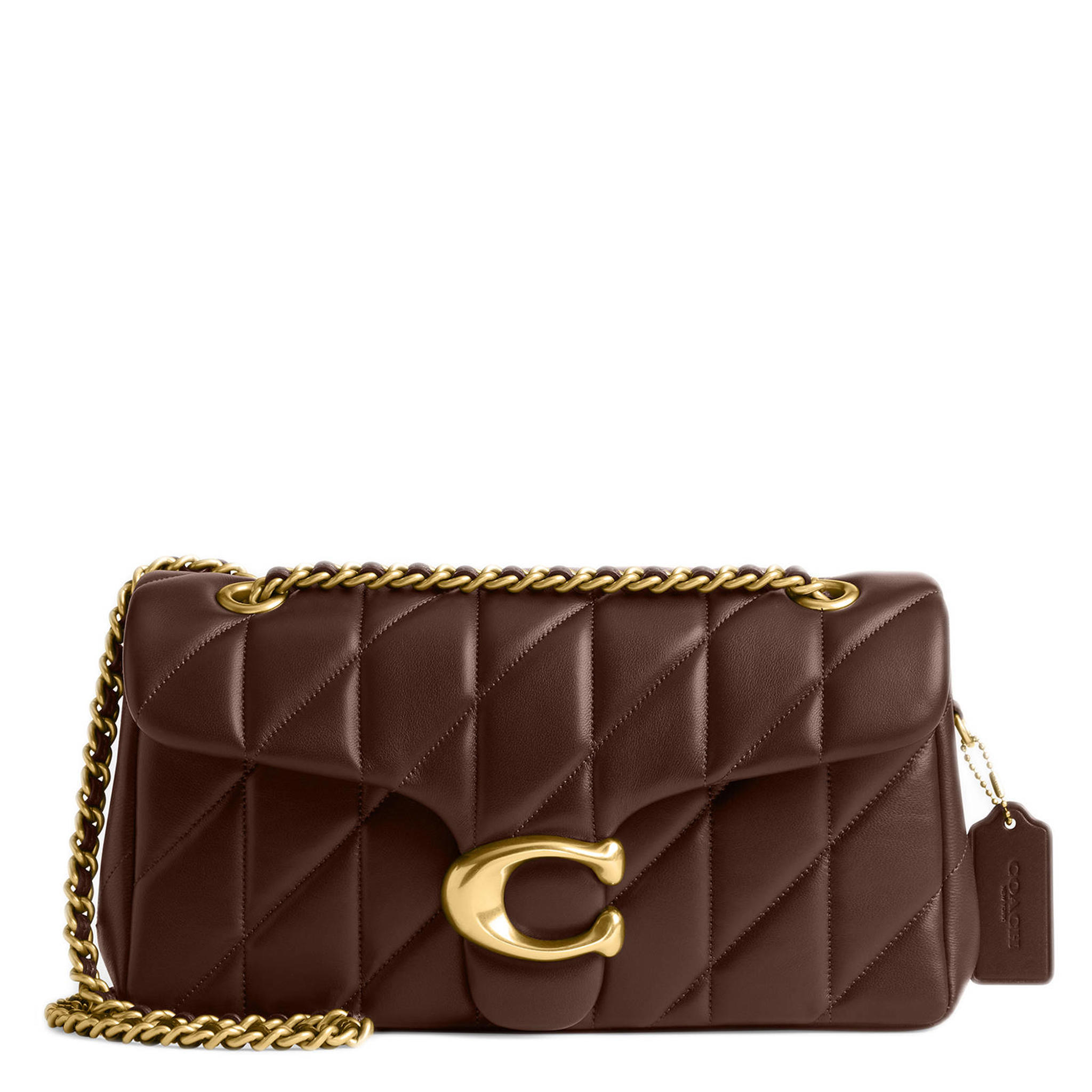 Coach doorgestikte leren schoudertas Tabby 26 donkerbruin | wehkamp