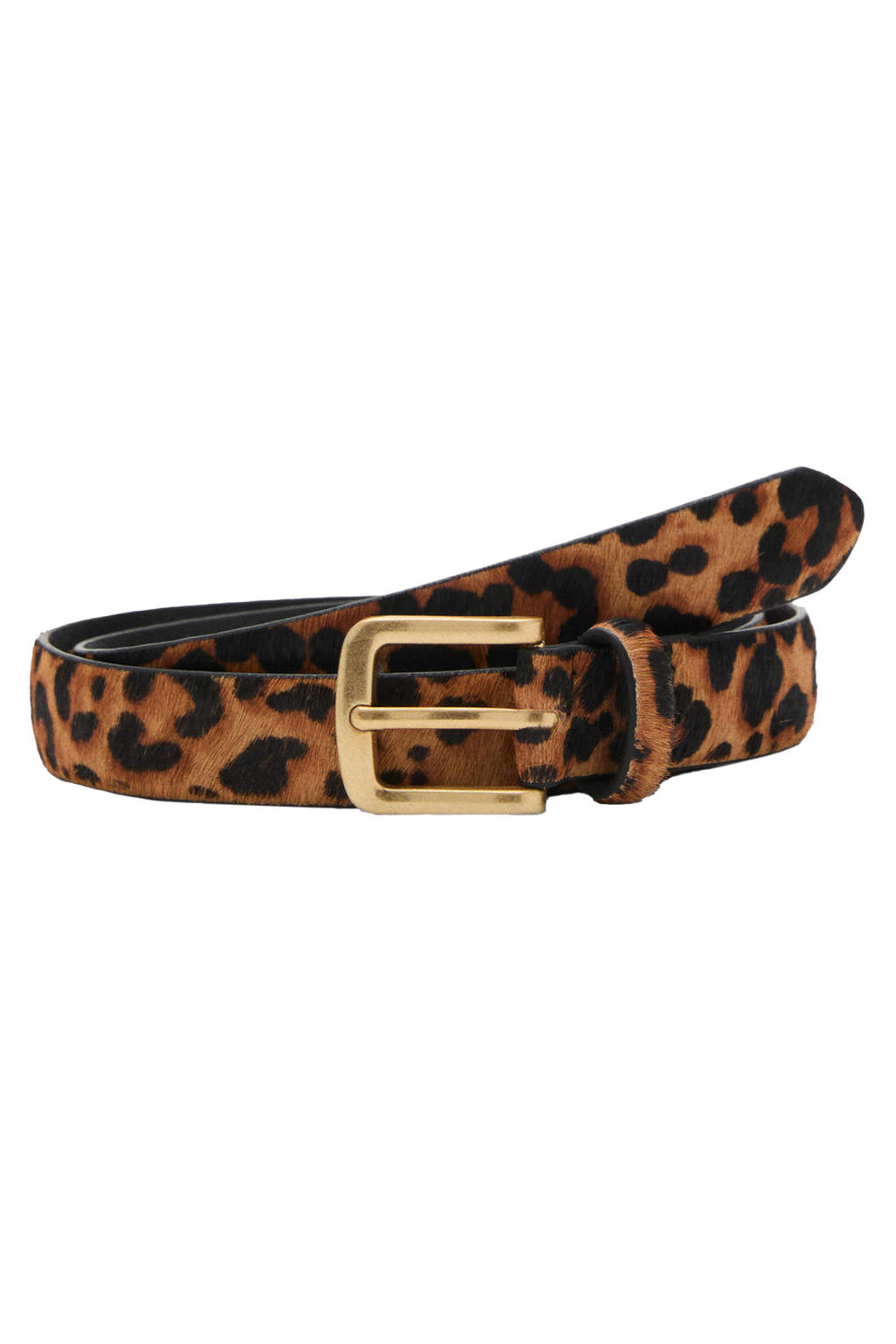 Mango leren riem met panterprint bruin | wehkamp