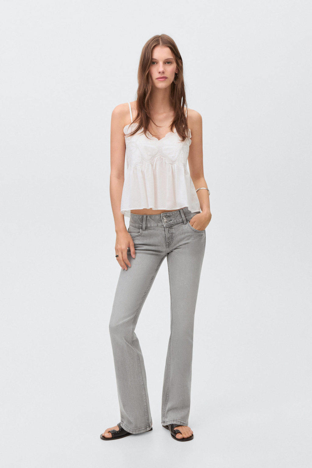 MANGO TEEN low waist flared jeans grey denim | wehkamp