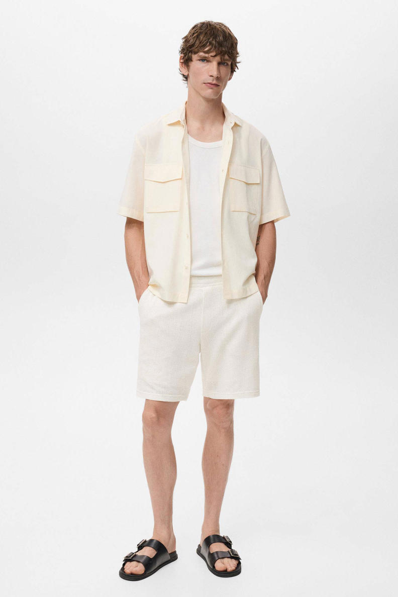 Mango Man regular casual short ecru | wehkamp