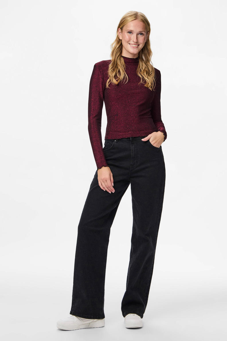 PIECES top donkerrood met lurex | wehkamp
